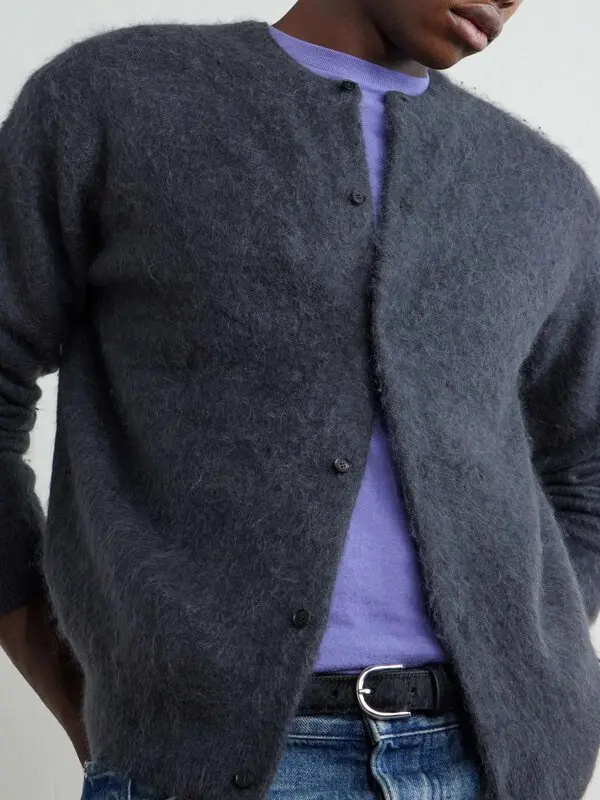 Auralee Garment-dyed Alpaca Cardigan