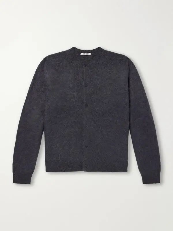 Auralee Garment-dyed Alpaca Cardigan - Gray