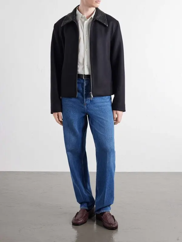 Bottega Veneta Intrecciato Leather-trimmed Wool-felt Jacket