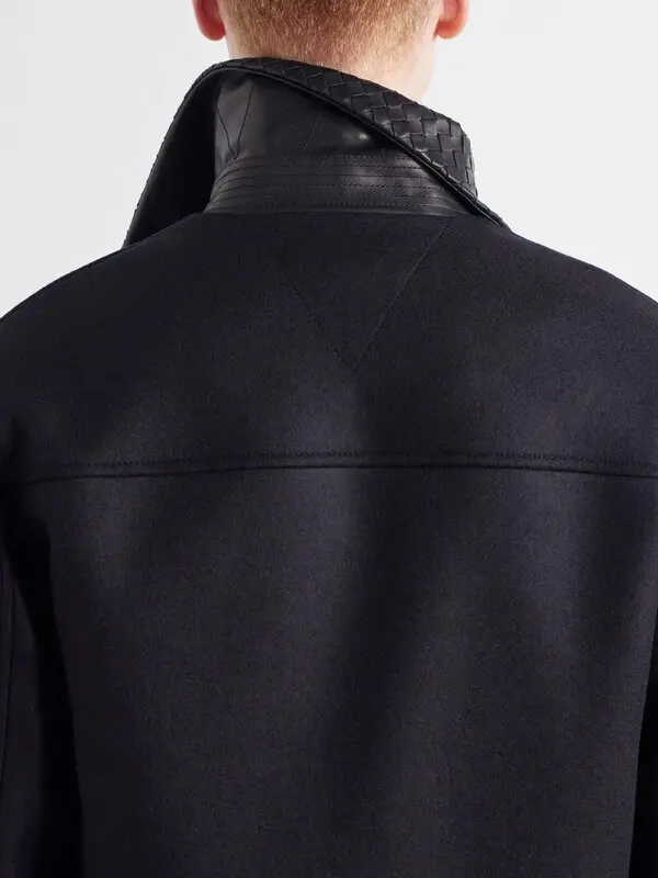 Bottega Veneta Intrecciato Leather-trimmed Wool-felt Jacket