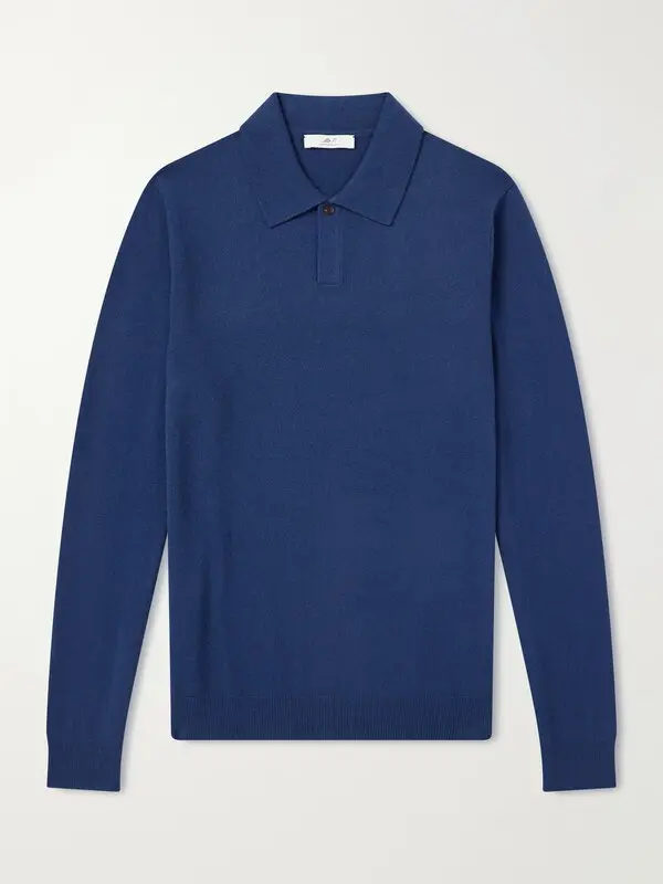 Mr P. Cashmere Polo Sweater - Blue