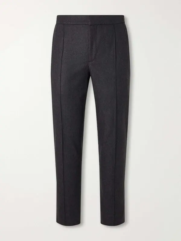 Zegna Straight-leg Wool, Cashmere And Silk-blend Trousers - Gray