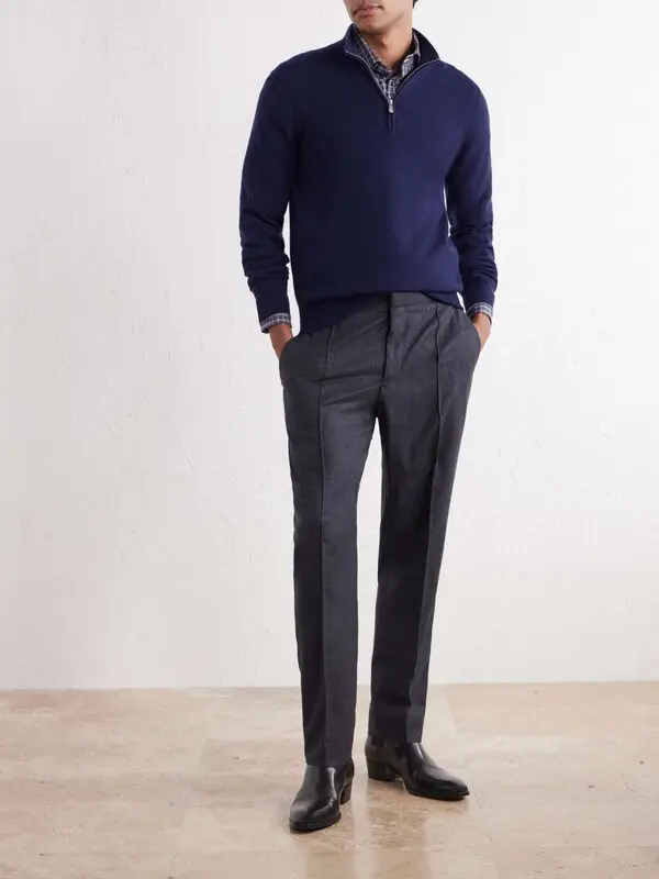 Zegna Straight-leg Wool, Cashmere And Silk-blend Trousers