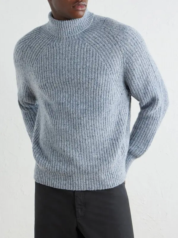 Inis Meáin Boatbuilder Ribbed Cashmere Turtleneck Sweater