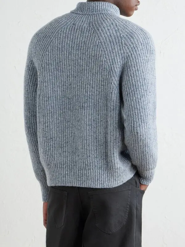 Inis Meáin Boatbuilder Ribbed Cashmere Turtleneck Sweater