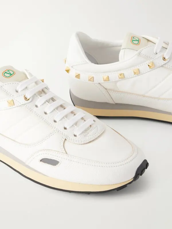 Valentino Garavani Studded Leather-trimmed Sneakers
