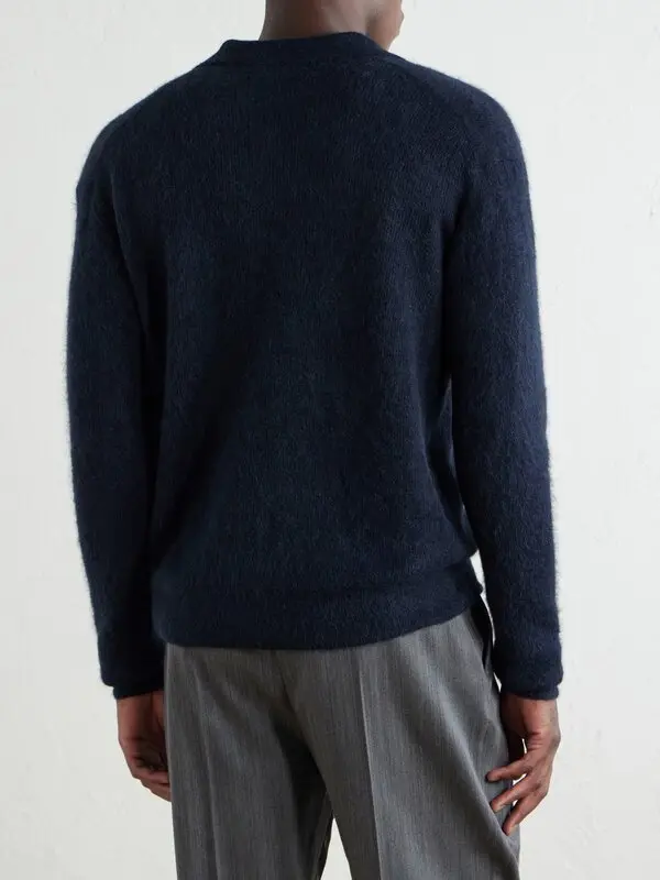 Auralee Alpaca-blend Polo Sweater - Blue