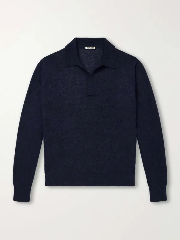 Auralee Alpaca-blend Polo Sweater