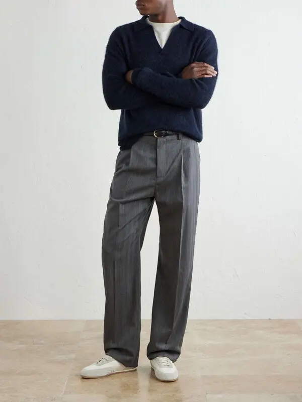 Auralee Alpaca-blend Polo Sweater