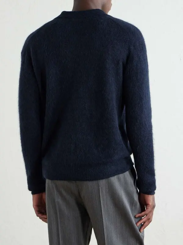 Auralee Alpaca-blend Polo Sweater