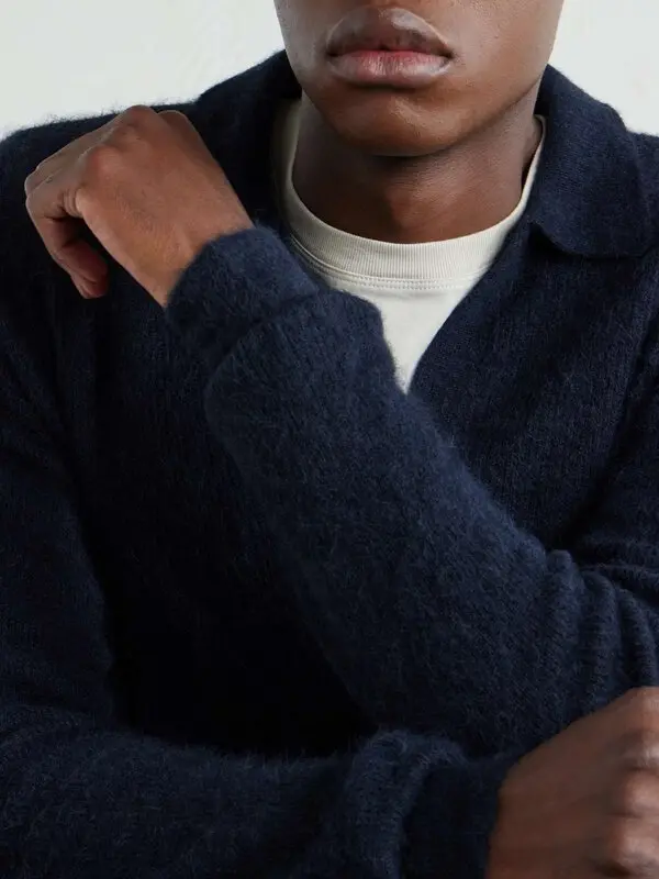 Auralee Alpaca-blend Polo Sweater