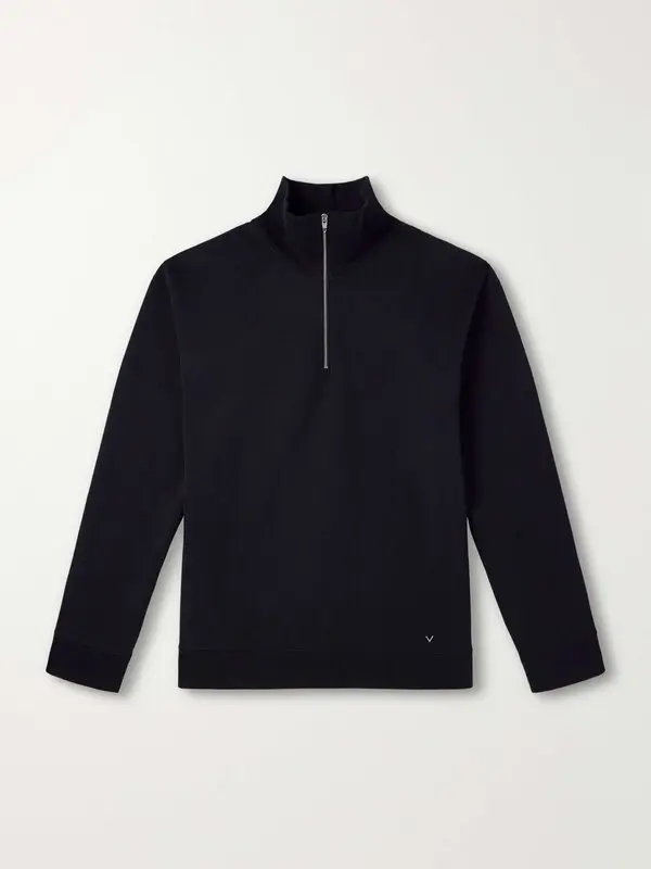 Valentino Garavani Cotton-blend Jersey Half-zip Sweatshirt - Black