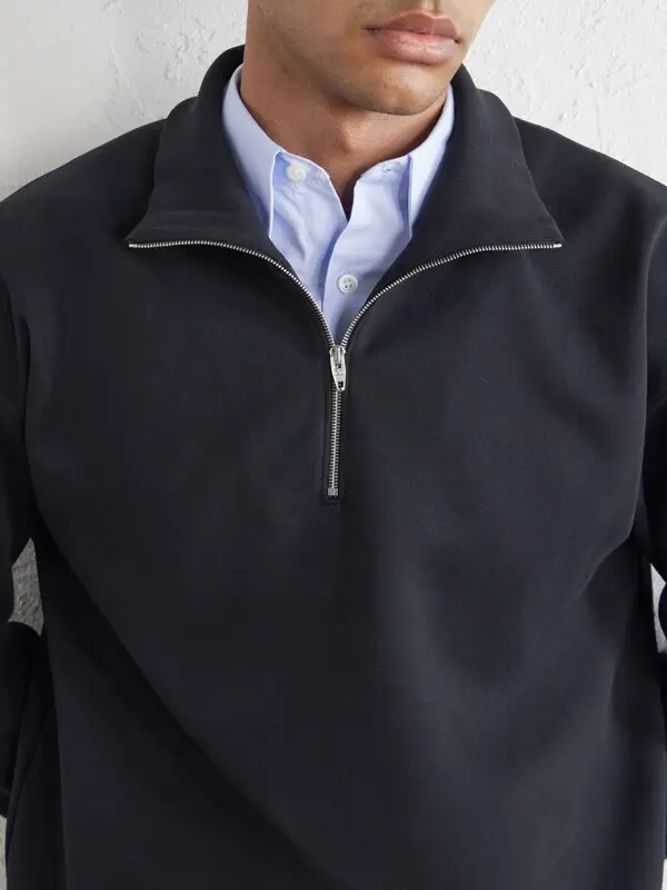 Valentino Garavani Cotton-blend Jersey Half-zip Sweatshirt