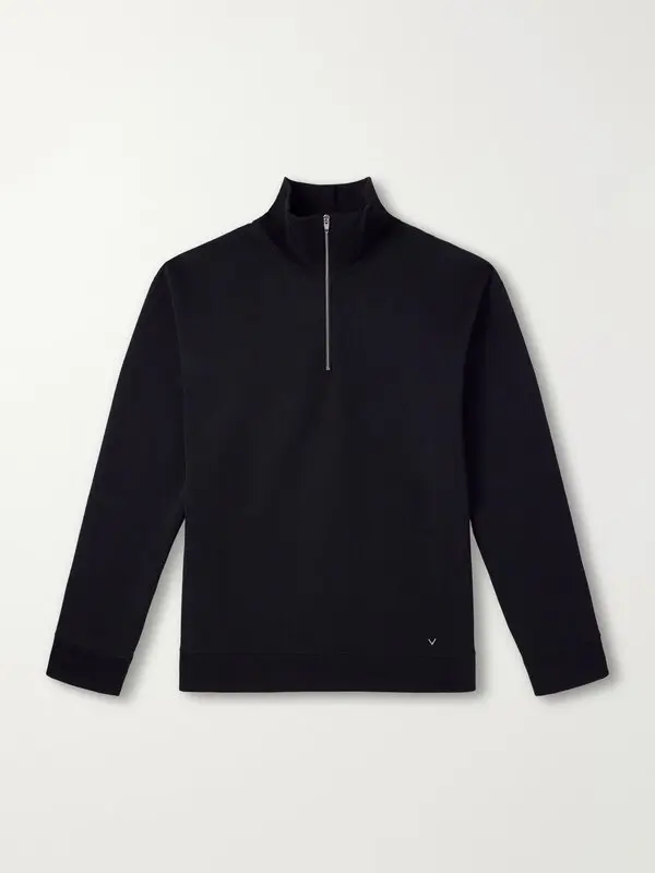 Valentino Garavani Cotton-blend Jersey Half-zip Sweatshirt - Black