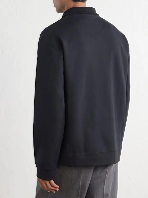 Valentino Garavani Cotton-blend Jersey Half-zip Sweatshirt - Black