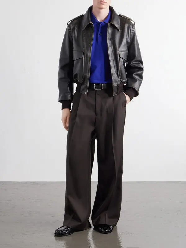 JIL SANDER Leather Aviator Jacket