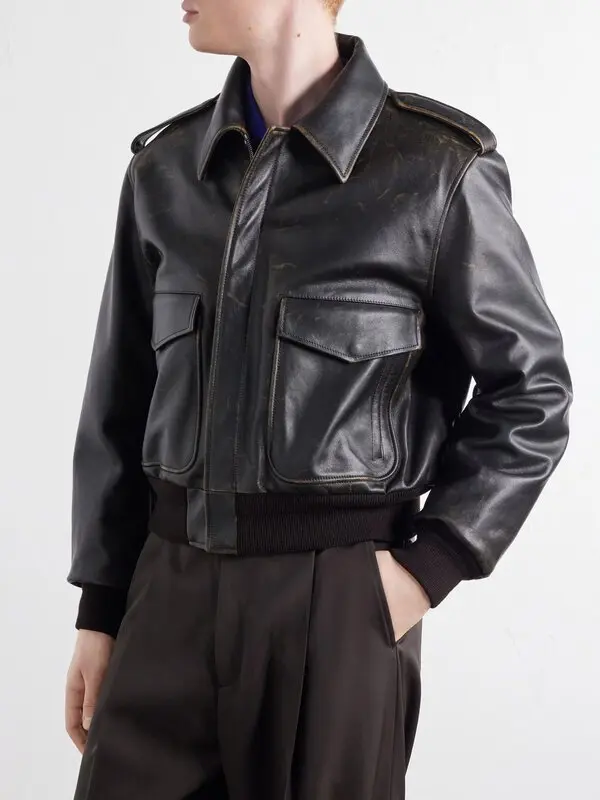 JIL SANDER Leather Aviator Jacket