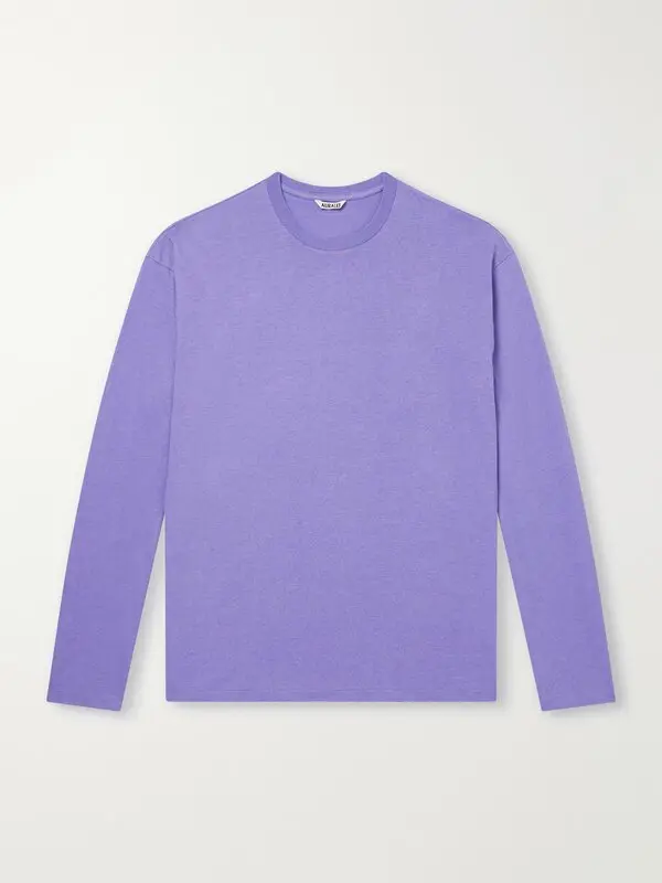 Auralee Cotton And Cashmere-blend Jersey T-shirt - Purple