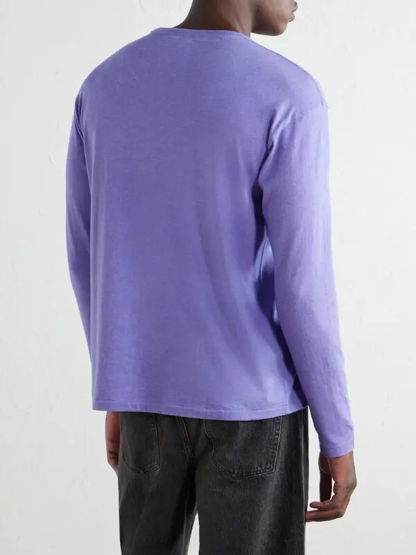Auralee Cotton And Cashmere-blend Jersey T-shirt - Purple
