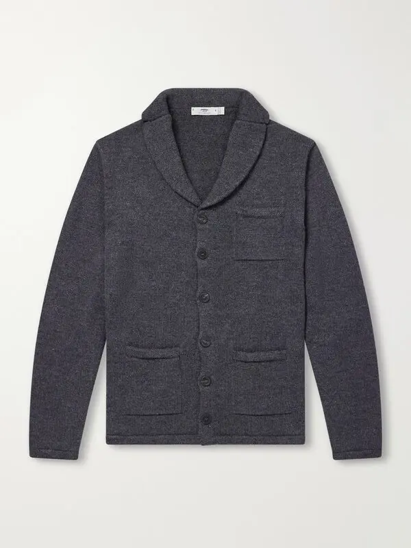 Inis Meáin Merino Wool And Linen-blend Shawl Collar Cardigan - Gray