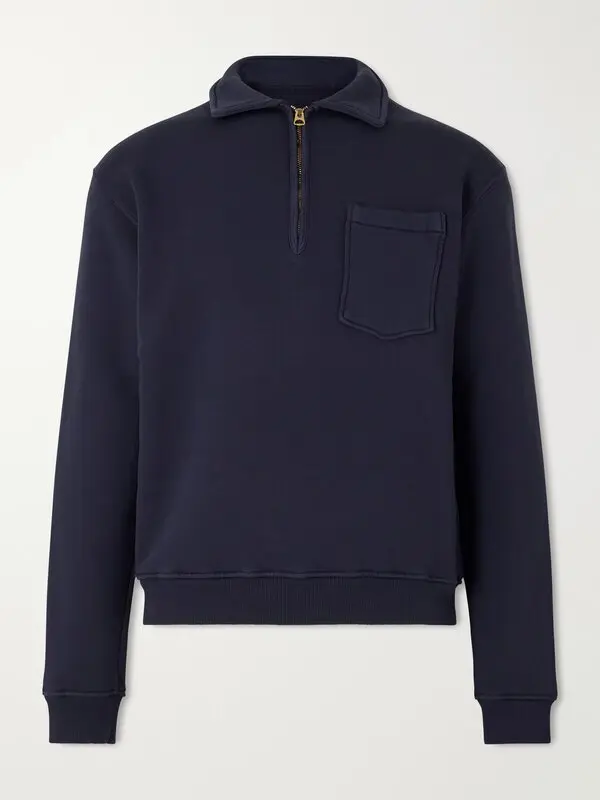 FORTELA Yale Cotton-jersey Half-zip Polo Sweatshirt - Blue