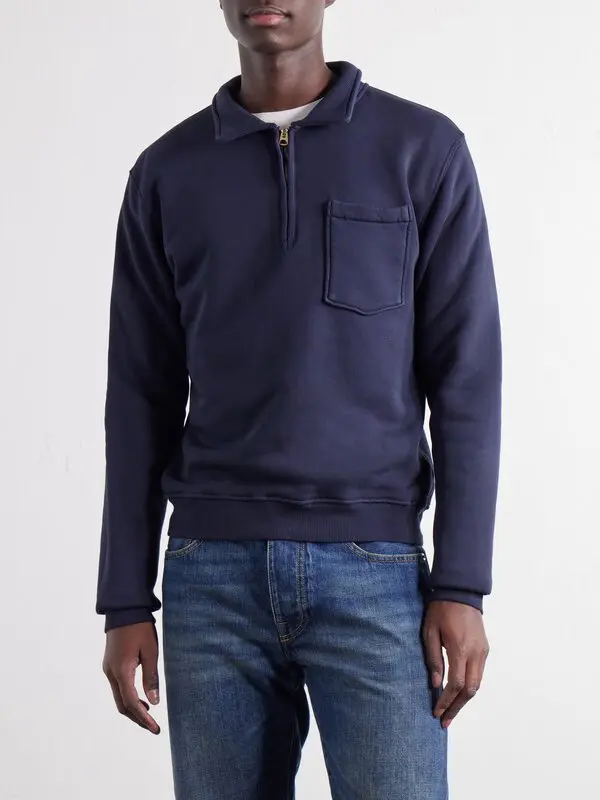 FORTELA Yale Cotton-jersey Half-zip Polo Sweatshirt - Blue