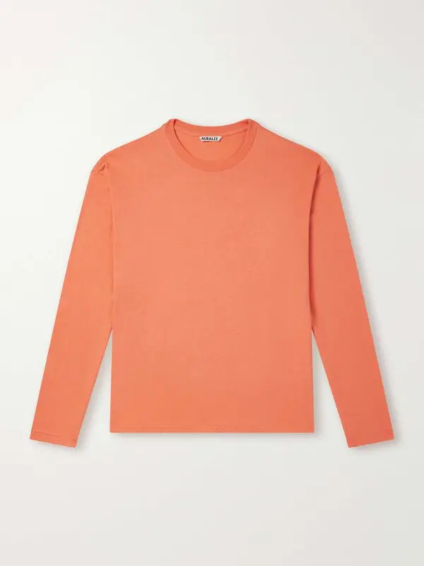 Auralee Cotton-jersey T-shirt - Coral