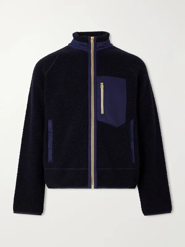 FORTELA Brushed Wool Fleece Zip Up Jacket - Blue