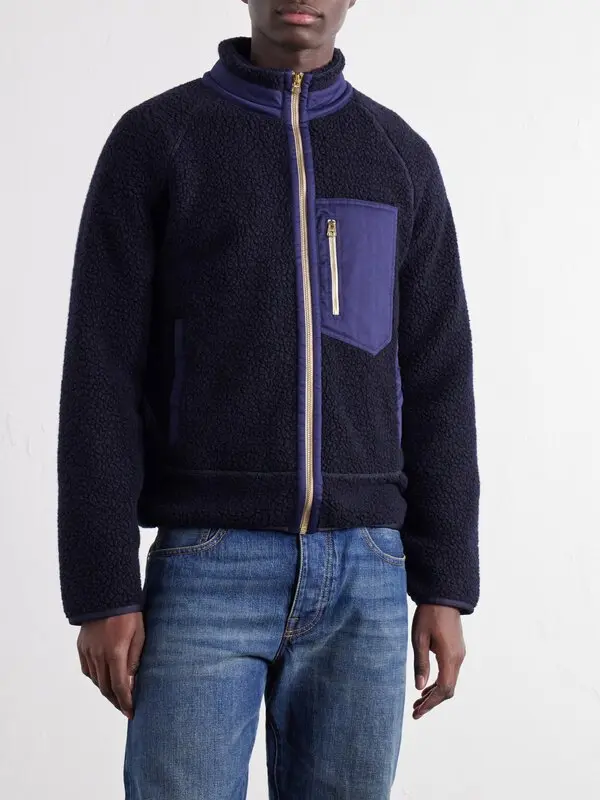 FORTELA Brushed Wool Fleece Zip Up Jacket - Blue