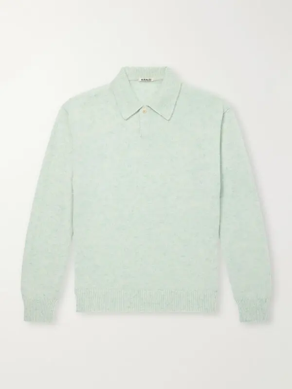 Auralee Cashmere Polo Sweater - Green