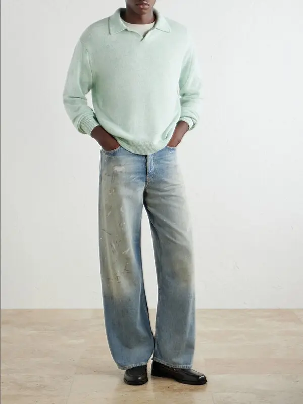 Auralee Cashmere Polo Sweater - Green
