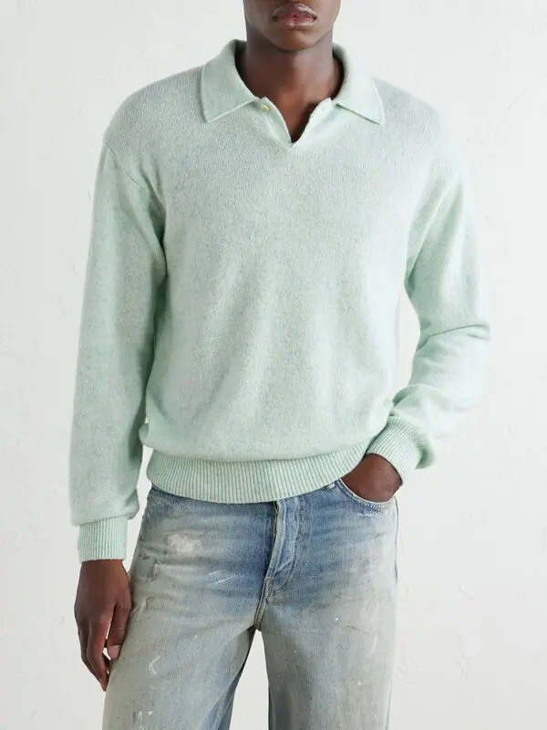 Auralee Cashmere Polo Sweater - Green