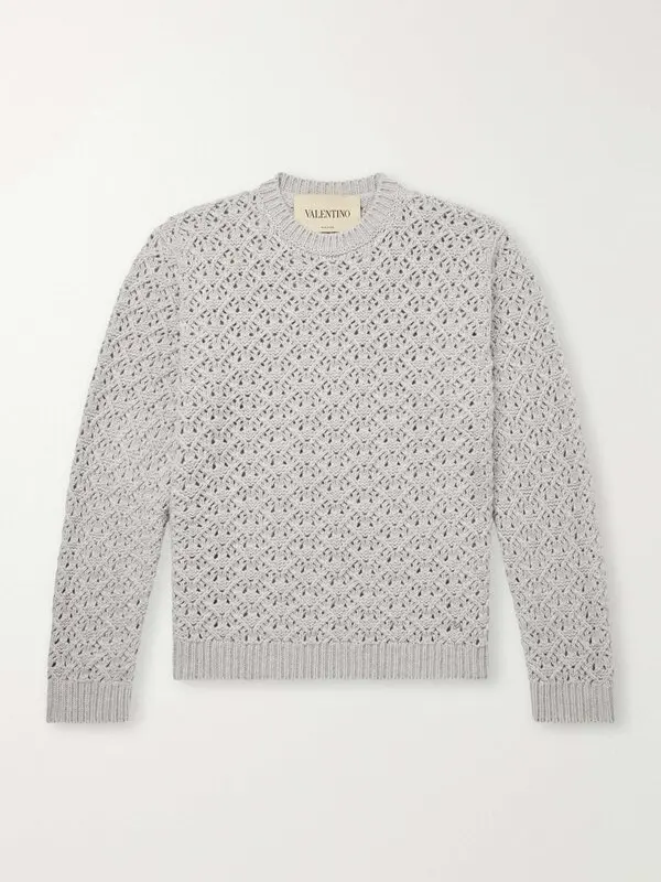Valentino Garavani Wool And Cashmere-blend Sweater - Gray
