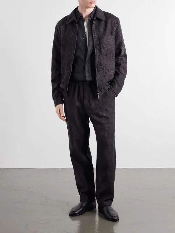 Barena Venezia Straight-leg Garment-dyed Houndstooth Wool Trousers
