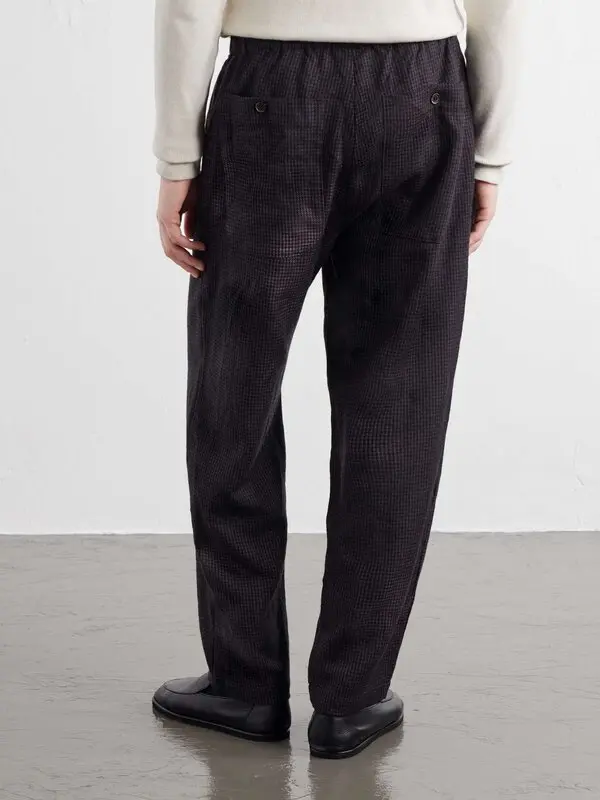 Barena Venezia Straight-leg Garment-dyed Houndstooth Wool Trousers