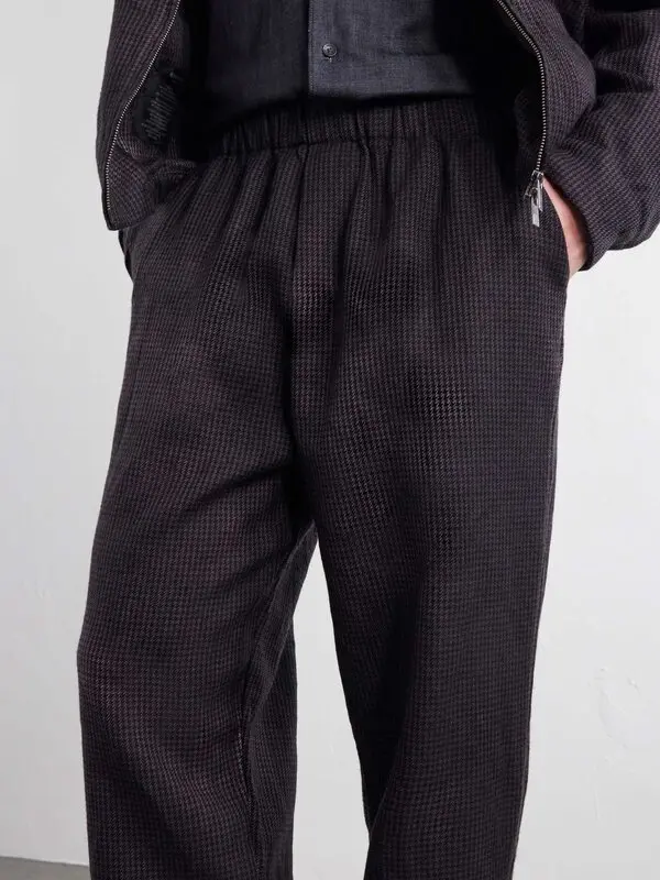 Barena Venezia Straight-leg Garment-dyed Houndstooth Wool Trousers