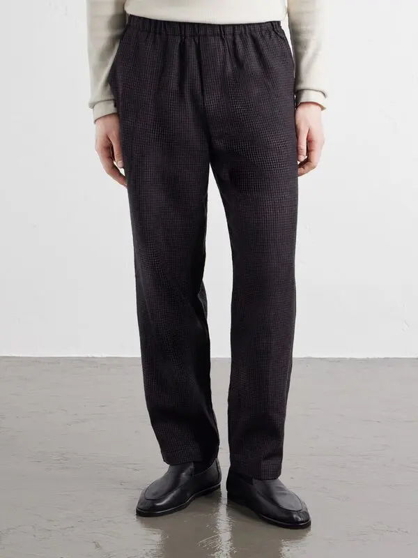 Barena Venezia Houndstooth Wool Trousers - Black