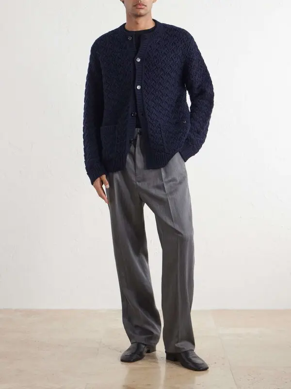 Valentino Garavani Straight-leg Pleated Herringbone Virgin Wool Trousers