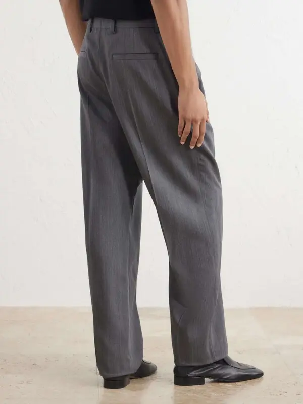 Valentino Garavani Straight-leg Pleated Herringbone Virgin Wool Trousers