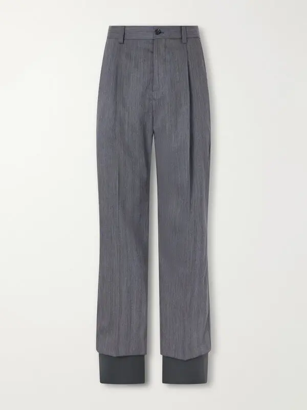 Valentino Garavani Straight-leg Pleated Virgin Wool Trousers - Gray