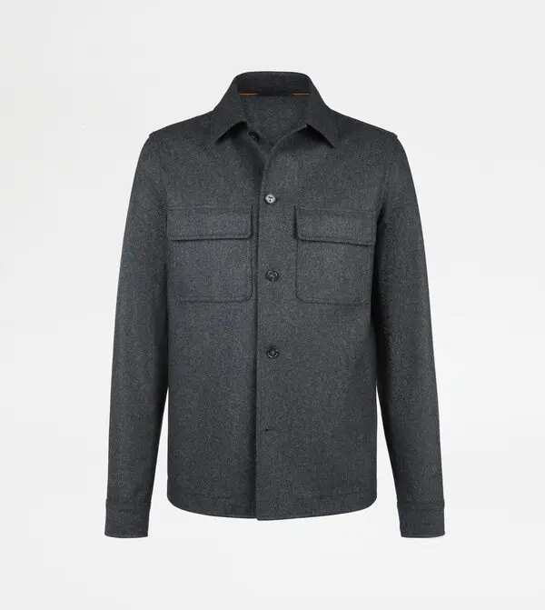 TOD'S Overshirt In Mélange Flannel - Grey
