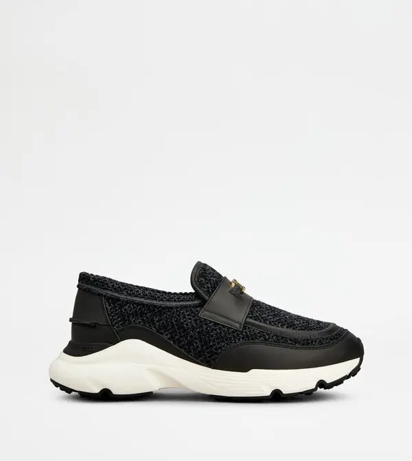 TOD'S Sporty Loafers In Fabric And Leather - Black