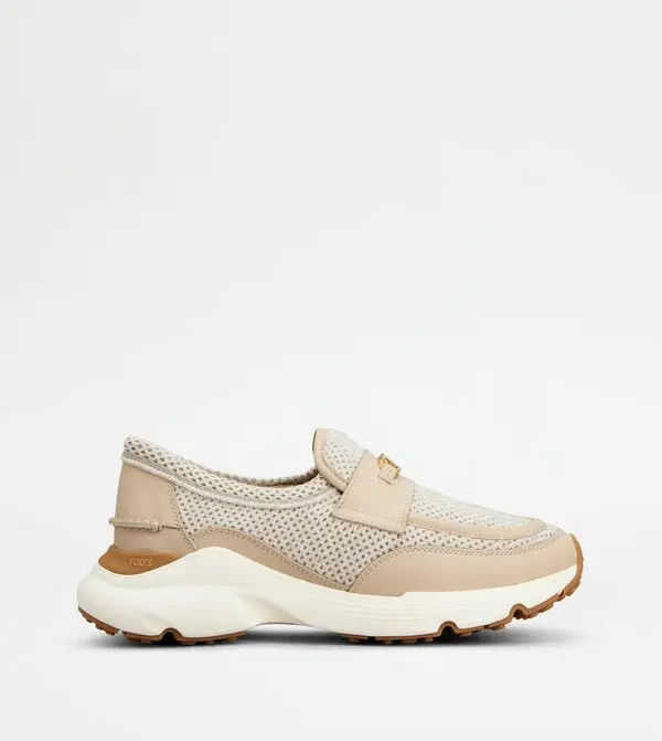 TOD'S Sporty Loafers In Fabric And Leather - Beige