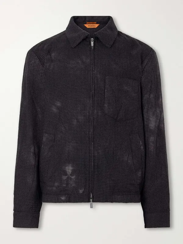 Barena Venezia Garment-dyed Houndstooth Wool Blouson Jacket