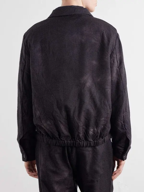 Barena Venezia Garment-dyed Houndstooth Wool Blouson Jacket