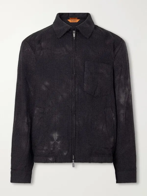 Barena Venezia Garment-dyed Houndstooth Wool Blouson Jacket