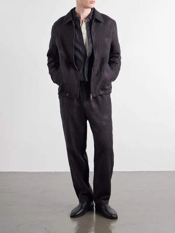 Barena Venezia Garment-dyed Houndstooth Wool Blouson Jacket