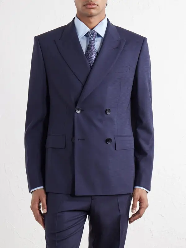 Mr P. Houndstooth Wool Double-breasted Suit Jacket