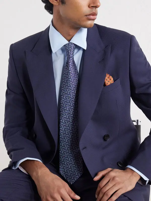 Mr P. Houndstooth Wool Double-breasted Suit Jacket