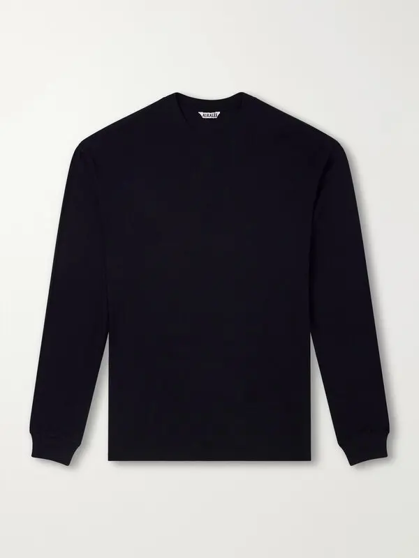 Auralee Cotton-jersey T-shirt - Black